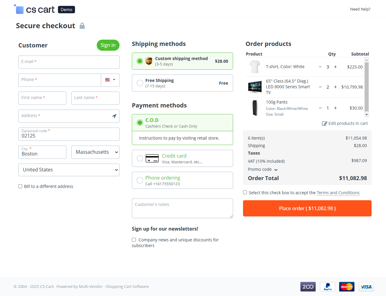 One Step Checkout – 3 Columns Flat Layout - Add-ons - Cart Rocks