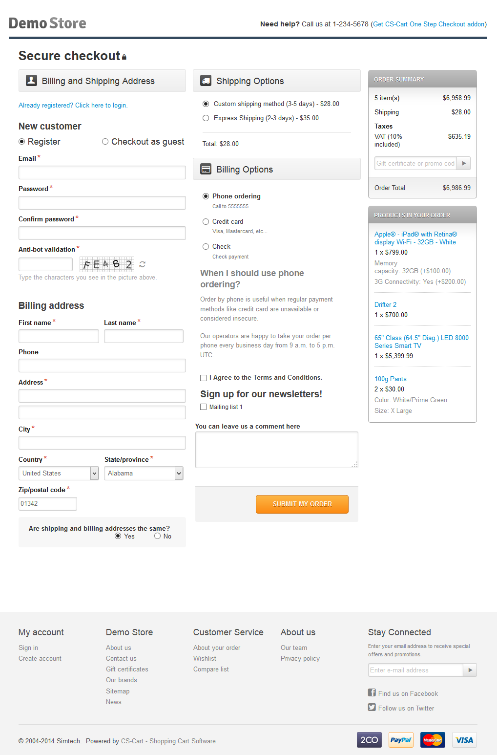 One Step Checkout - Simple Layout - Add-ons - Cart Rocks